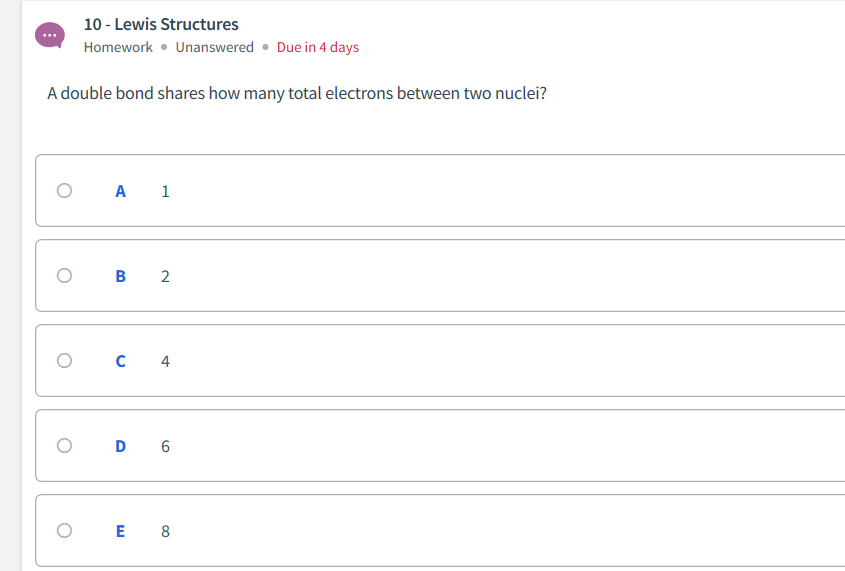 Solved 10 - Lewis Structures Homework. Unanswered. Due in 4 | Chegg.com