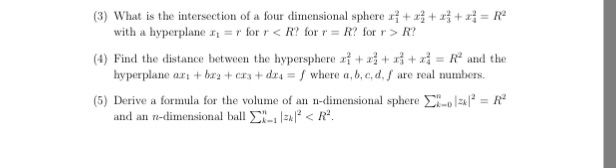 Solved What is the intersection of a four dimensional sphere | Chegg.com