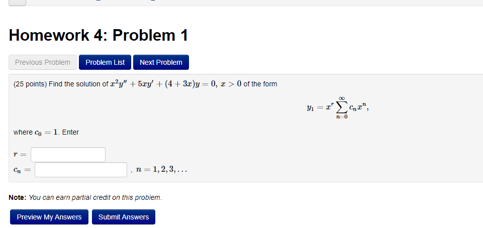 Solved Homework 4 Problem 1 Previous Problem Problem List