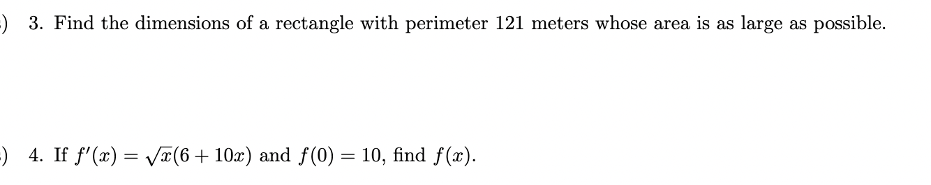 Solved 3. Find the dimensions of a rectangle with perimeter | Chegg.com