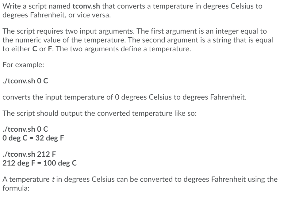 Solved Write a script named tconv.sh that converts a | Chegg.com
