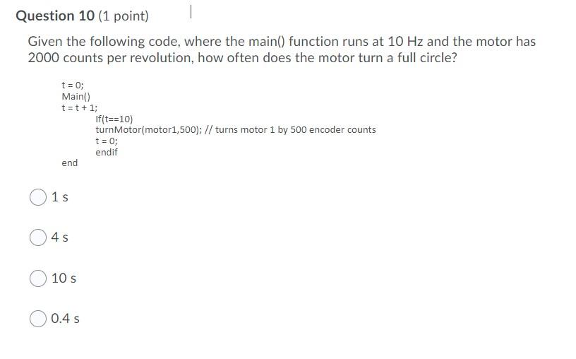Solved Question 10 (1 point) Given the following code, where | Chegg.com