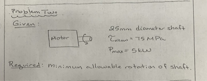 Solved Pooblam tuo Given 85mm diometer shaft Motor Callous | Chegg.com