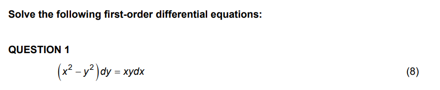 Solved Solve the following first-order differential | Chegg.com