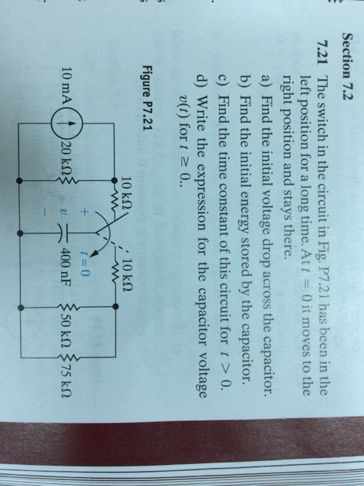 Solved Section 7.2 7.21 The switch in the circuit in Fig. | Chegg.com