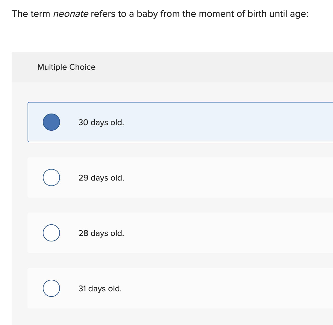 Solved The term neonate refers to a baby from the moment of | Chegg.com