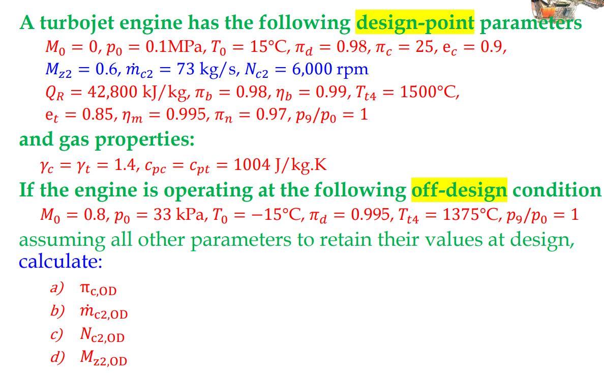 Solved A turbojet engine has the following design-point | Chegg.com