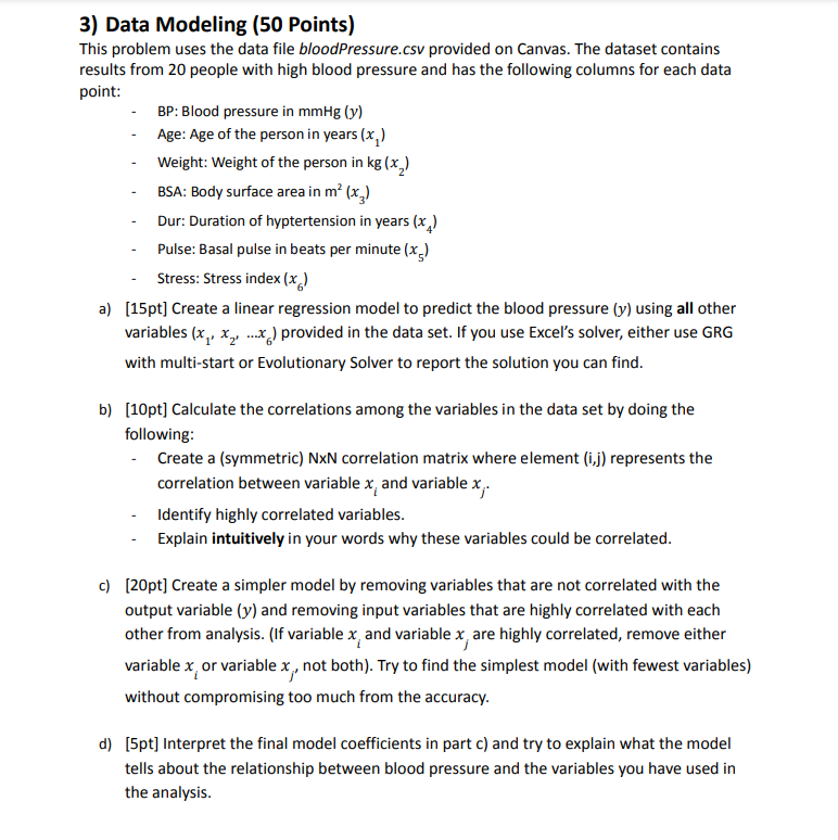 Solved 3) Data Modeling (50 Points) This problem uses the | Chegg.com