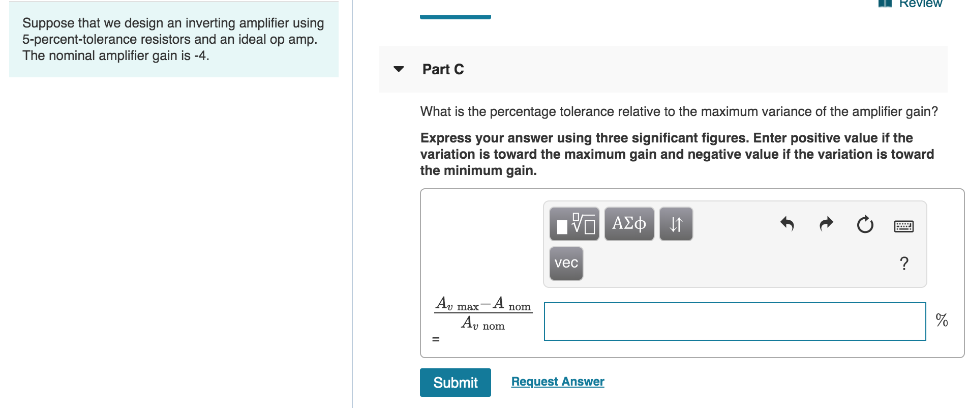 Solved Review Suppose that we design an inverting amplifier | Chegg.com