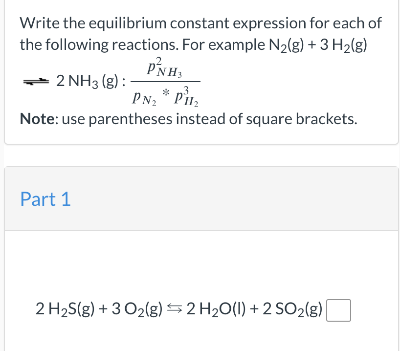 Solved Write the equilibrium constant expression for each of | Chegg.com