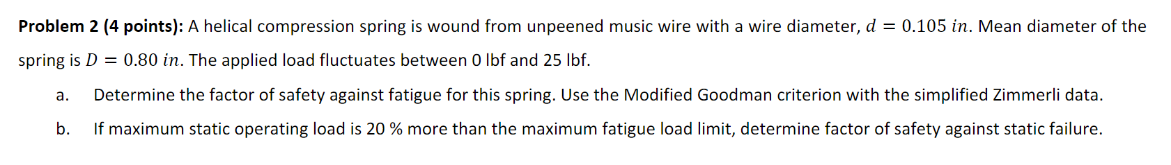 Solved A helical compression spring is wound from unpeened | Chegg.com