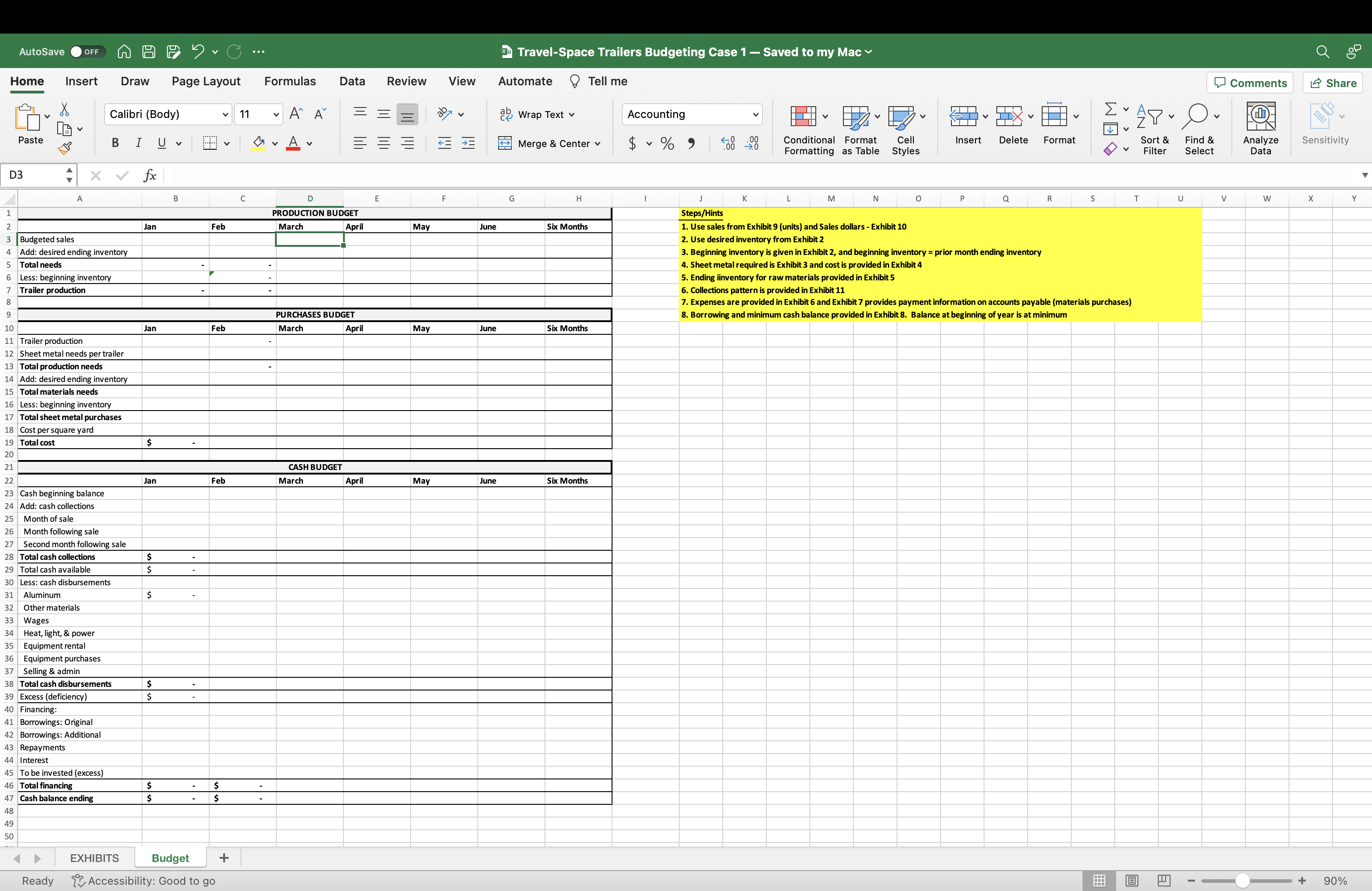 Use the exhibits in the Excel file to prepare a | Chegg.com