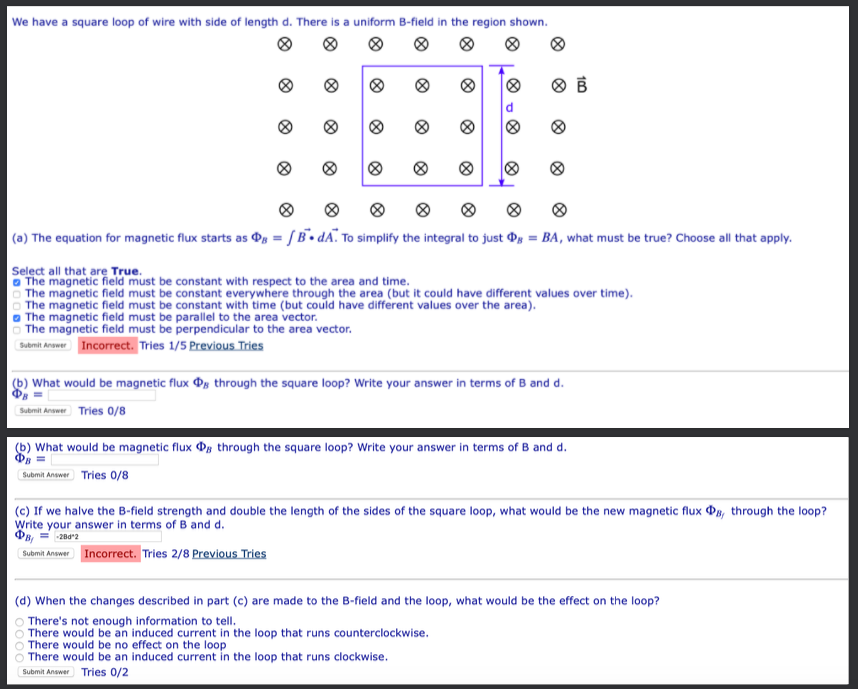 Solved We have a square loop of wire with side of length d. | Chegg.com
