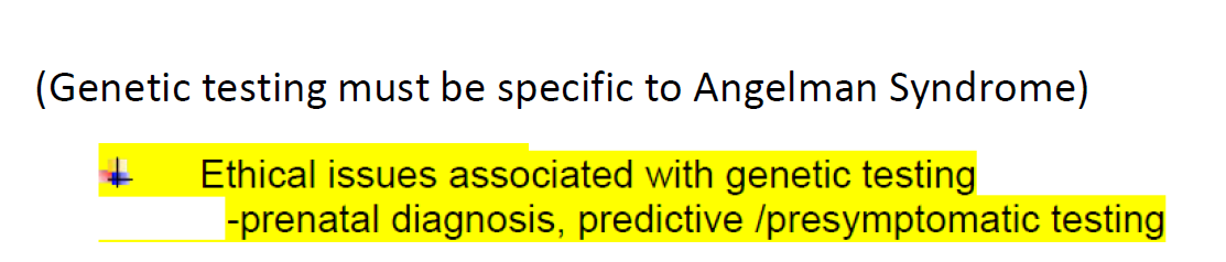 Solved (Genetic testing must be specific to Angelman | Chegg.com