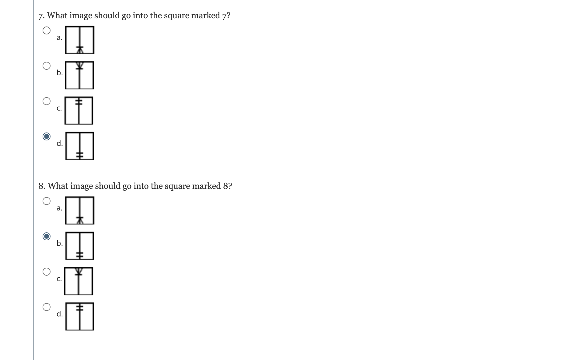 Solved 1. What image should go into the square marked 1 ? a. | Chegg.com