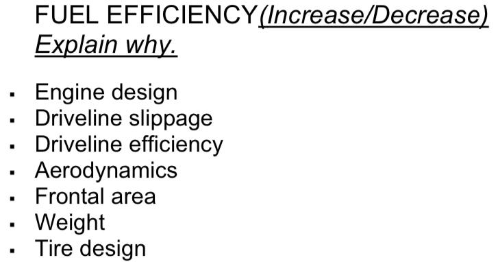 Fuel Efficiencyincreasedecrease Explain Why 3476