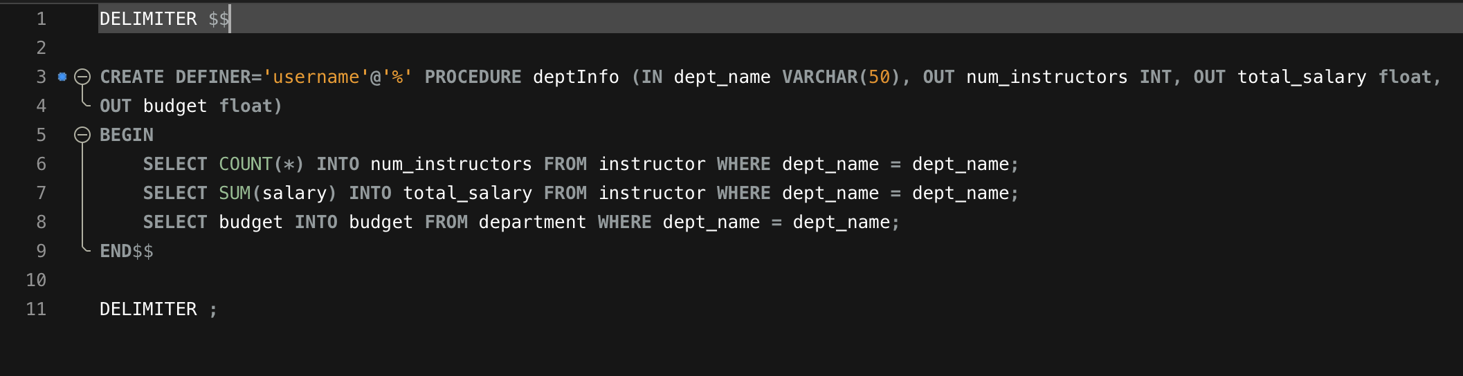 First you define a stored procedure in university DB | Chegg.com
