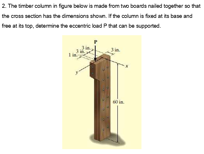 Solved 2. The timber column in figure below is made from two | Chegg.com