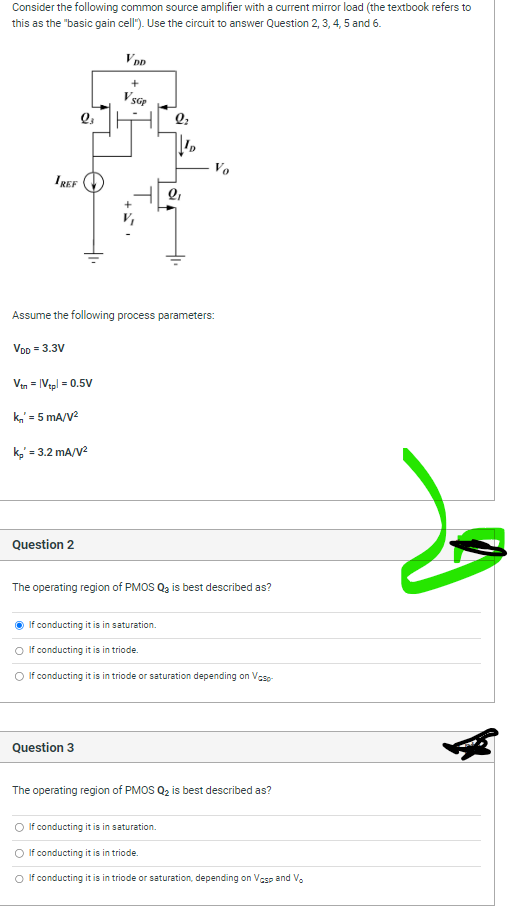 Solved Consider the following common source amplifier with a | Chegg.com