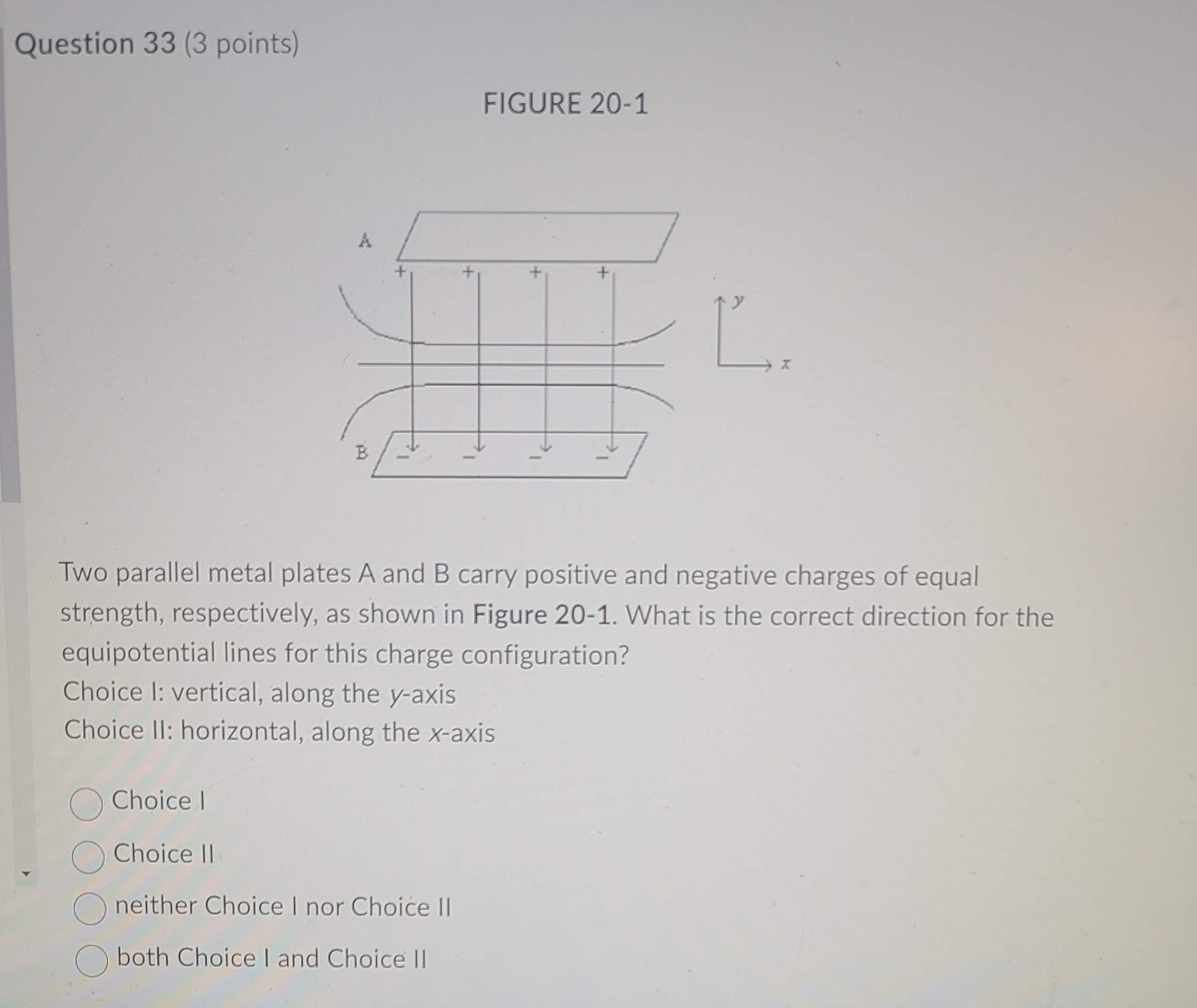 Solved Question 33 (3 points) FIGURE 20-1 Two parallel metal | Chegg.com