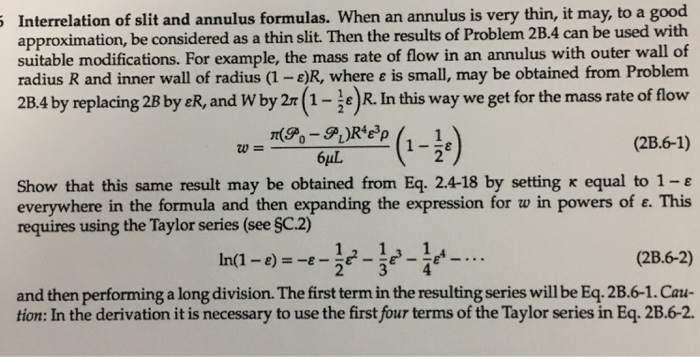 to a good Interrelation of slit and annulus formulas. | Chegg.com