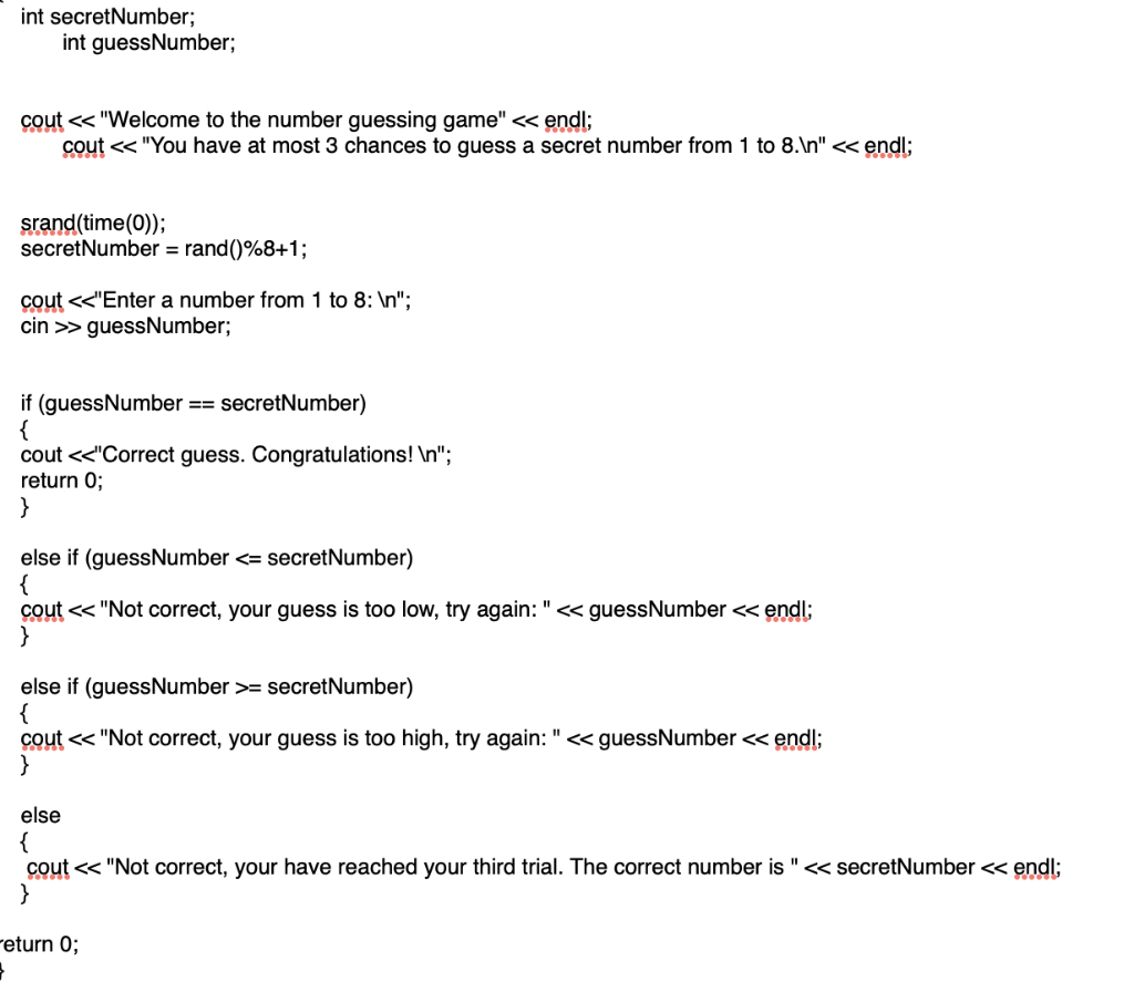 Solved Welcome to the number guessing game. You have at most | Chegg.com