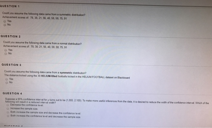 Solved Could you assume the following data came from a | Chegg.com