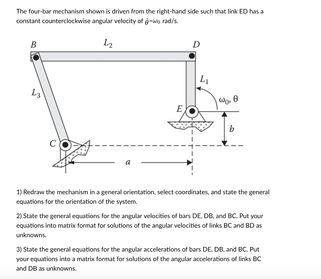 Solved The four-bar mechanism shown is driven from the | Chegg.com