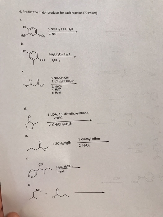 Solved Predict the major products for each reaction. | Chegg.com