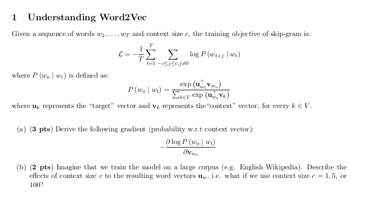 Solved 1 Understanding Word2Vec Given a sequence of words | Chegg.com
