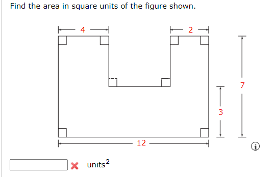Solved Find the area in square units of the figure shown. | Chegg.com