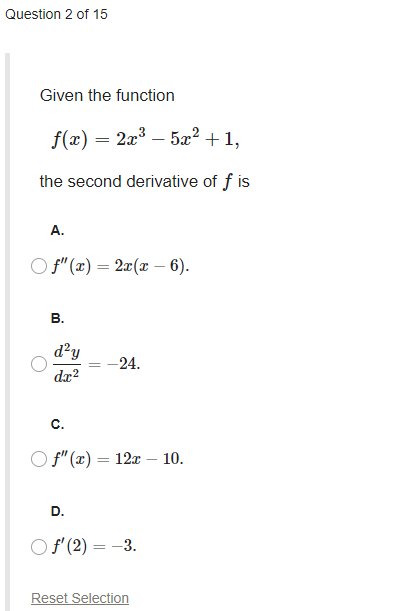 Solved Question 2 of 15 Given the function f(x) = 2x3 – 5x2 | Chegg.com | Chegg.com