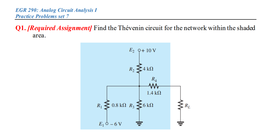 Solved EGR 290: Analog Circuit Analysis IPractice Problems | Chegg.com