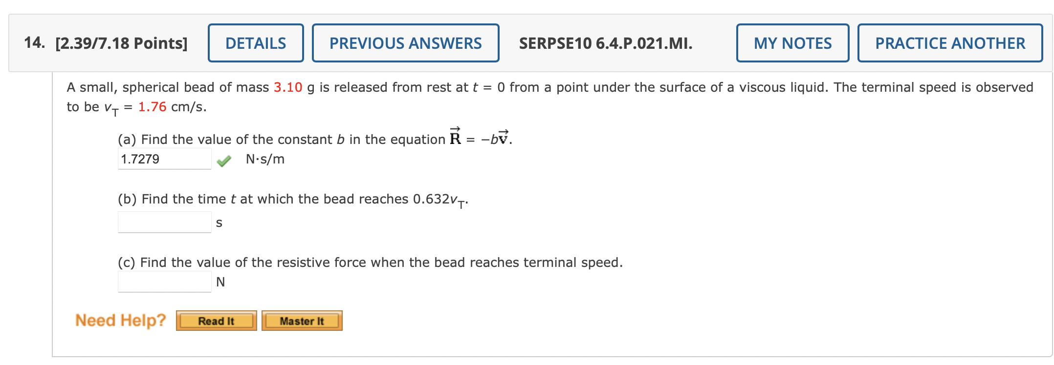 Solved 14. [2.39/7.18 Points] DETAILS PREVIOUS ANSWERS | Chegg.com