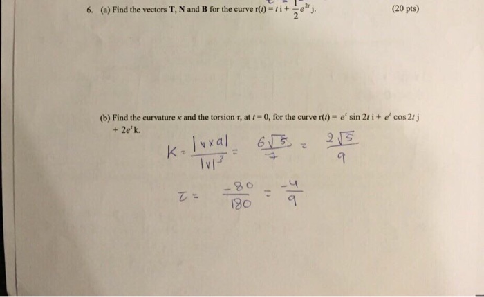 Solved Find the vectors T, N and B for the curve r(t) = ti+ | Chegg.com