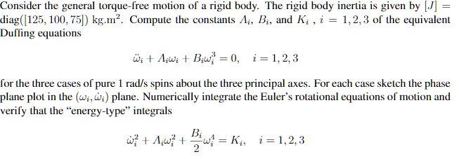 Consider the general torque-free motion of a rigid | Chegg.com