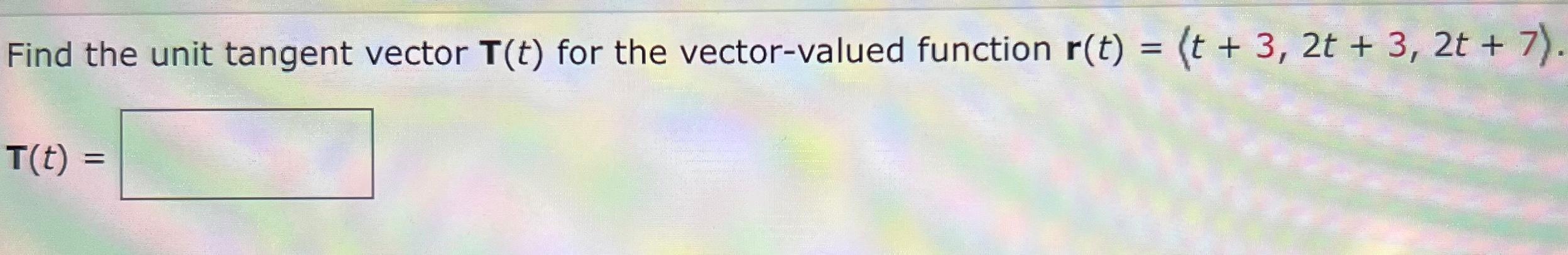Solved Find the unit tangent vector T(t) for the | Chegg.com