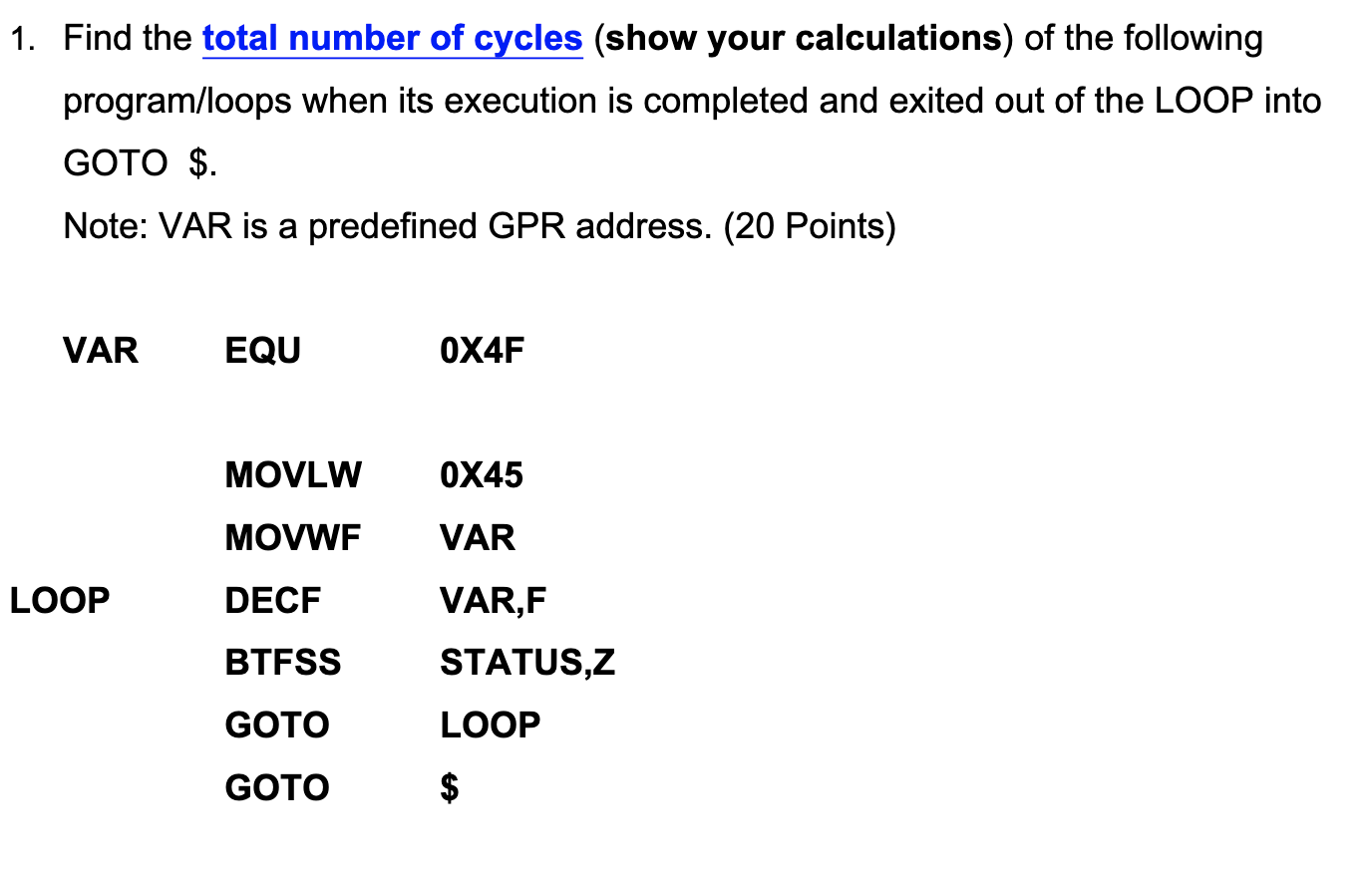 Solved 1. Find the total number of cycles (show your | Chegg.com