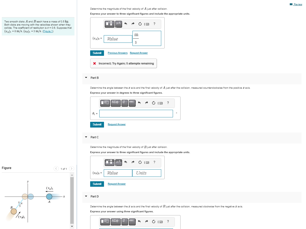 Solved Determine the magnitude of the final velocity of A | Chegg.com