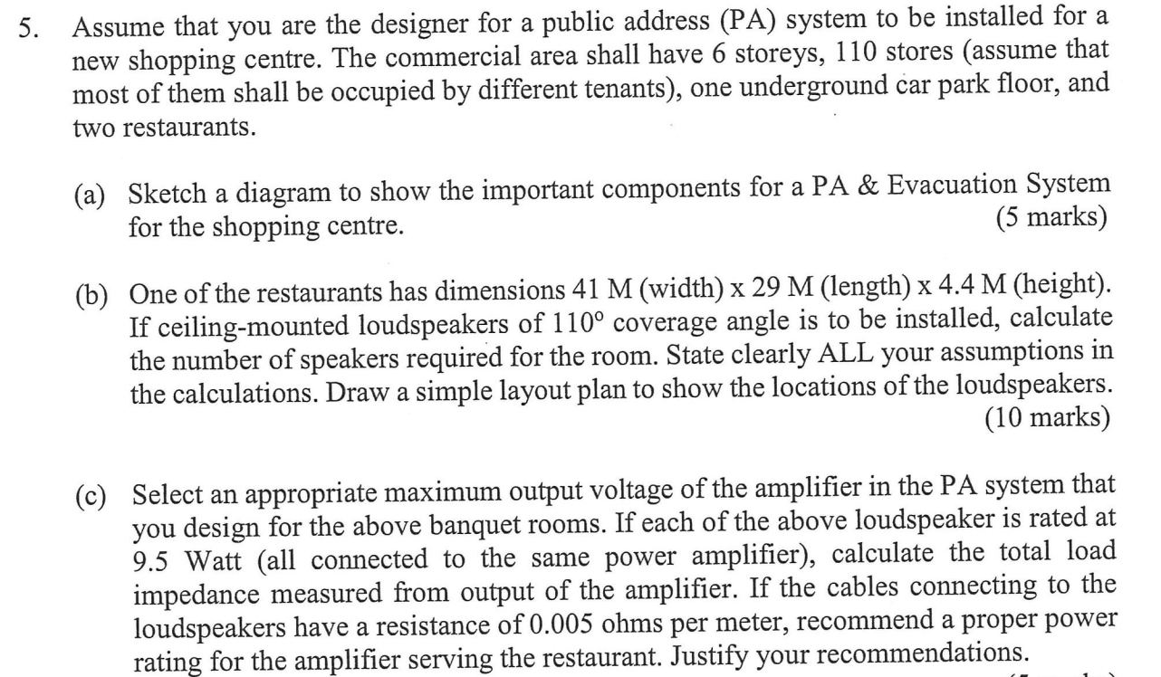 Solved Assume that you are the designer for a public address | Chegg.com