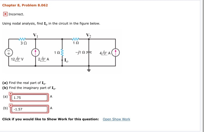 Solved Chapter 8, Problem 8.062 Incorrect. Using nodal | Chegg.com
