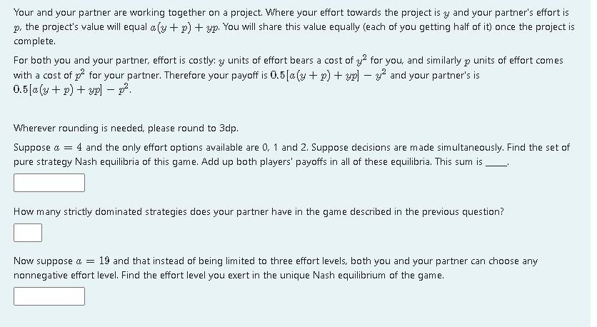 Solved Your and your partner are working together on a | Chegg.com