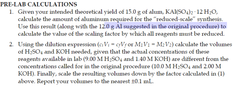 Solved PRE-LAB CALCULATIONS Given your intended theoretical | Chegg.com