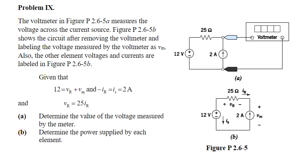 Solved Problem IX.The voltmeter in Figure P 2.6-5a measures | Chegg.com