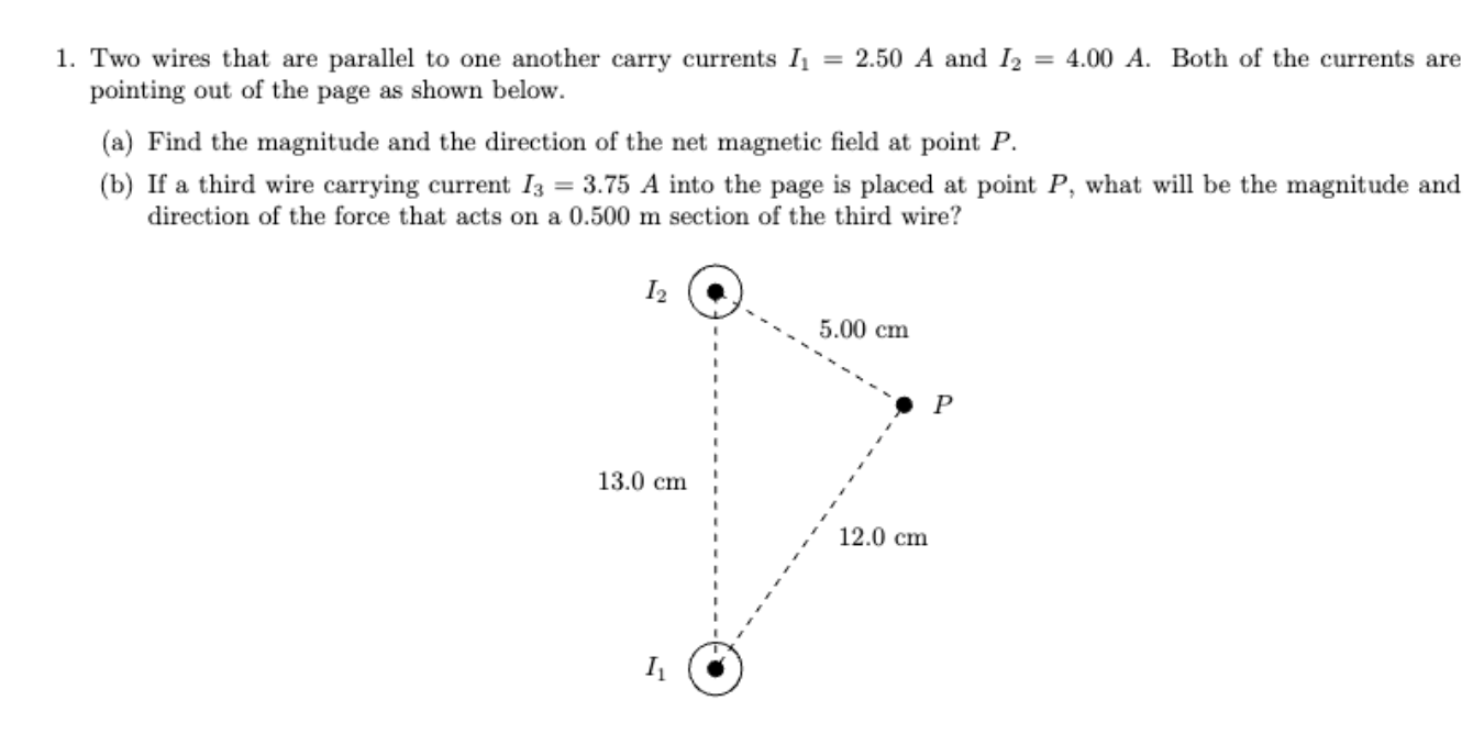 Solved Two wires that are parallel to one another carry | Chegg.com