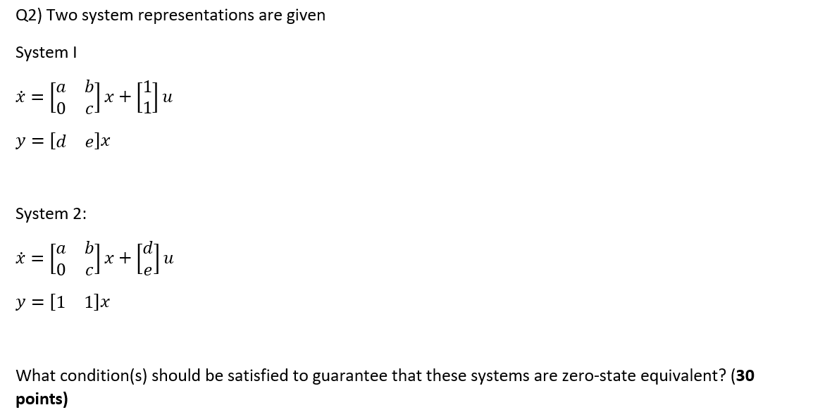 Solved Q2) Two system representations are given System I | Chegg.com