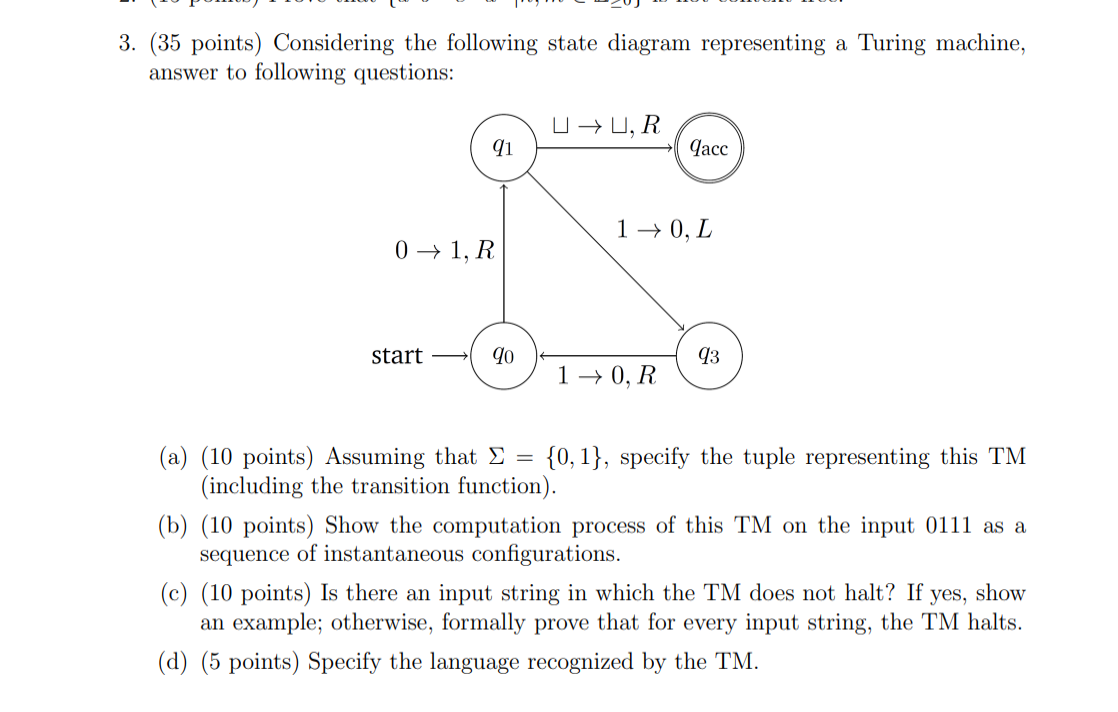 Draw The State Diagram Of This Turing Machine F Solved 1 Tur 4980