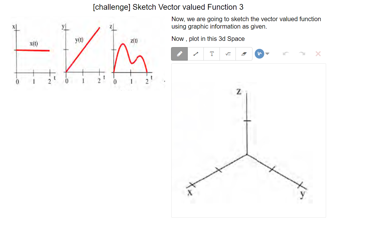 [challenge] Sketch Vector valued Function 3 Now, we | Chegg.com