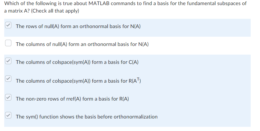 Solved Which of the following is true about MATLAB commands | Chegg.com