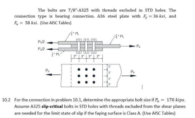 The bolts are 7/8"-A325 with threads excluded in STD | Chegg.com